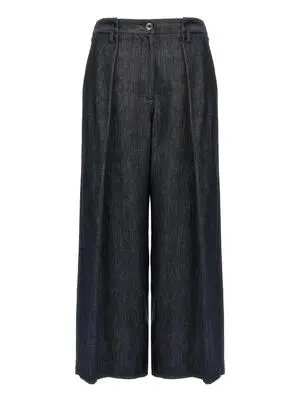 Brunello Cucinelli Crop Wide Leg Pants - Blue