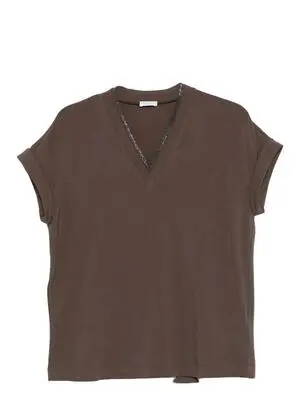 Brunello Cucinelli V-neck T-shirt - Brown