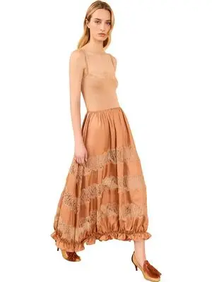Ulla Johnson Chantal Silk Midi Skirt - Macaroon