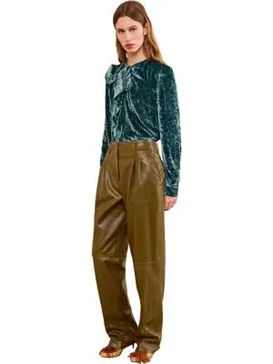 Ulla Johnson Keiran Lambskin Leather Pants Lichen