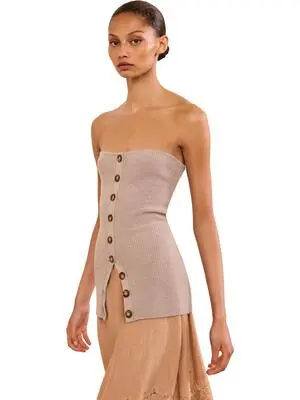 Ulla Johnson Yanni Strapless Knit Top - Pebble