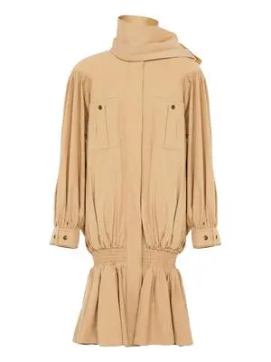 Chloé High-neck Gathered Trench Coat - Pearl Beige