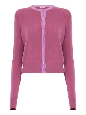 Chloé Fitted Wool Pointelle Cardigan - Lovely Lilac