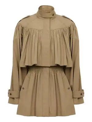 Chloé High-neck Short Trench Coat - Amber Olive