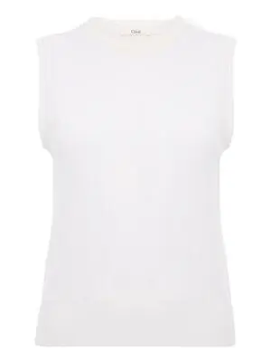 Chloé Sleeveless Wool Knit Sweater - Iconic Milk