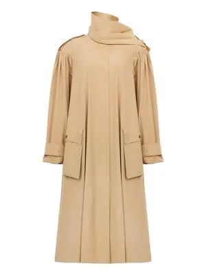 Chloé Poplin Trench Coat With Removable Scarf - Pearl Beige