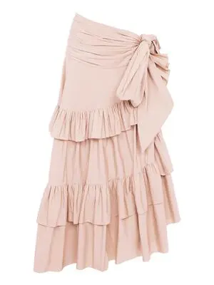 Chloé Long Ruffled Poplin Skirt - Softy Pink