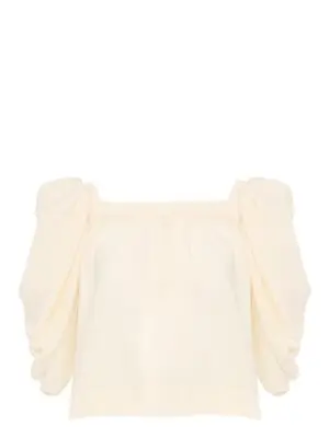 Chloé Puff-sleeve Crêpe De Chine Top - Coconut Milk