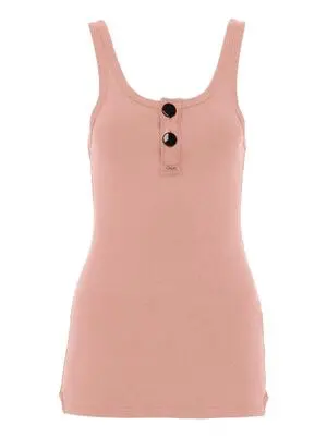 Chloé Fitted Henley Tank Top - Coral Sand
