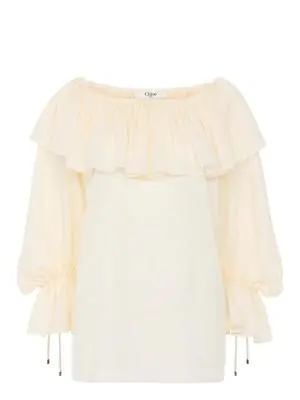 Chloé Fluid Ruffle Top - Coconut Milk