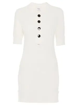 Chloé Fitted Henley Mini Dress - Iconic Milk