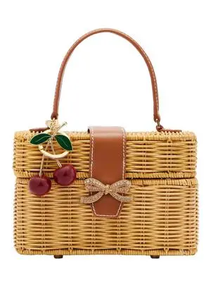 SELF-PORTRAIT Mini Rattan Top-handle Bag - Beige