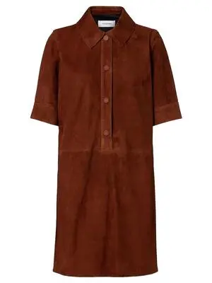 YVES SALOMON Suede Polo Dress - Brown