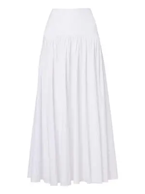 Staud Procida Cotton Poplin Maxi Skirt - White