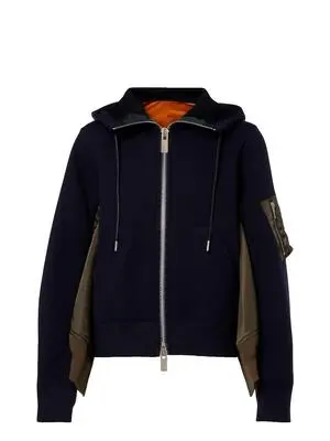 Sacai Paneled Zip-up Hoodie - Blue