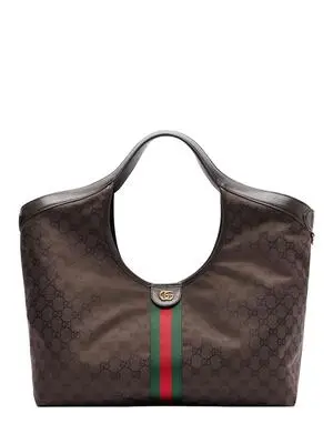 Gucci Large Gg Canvas Tote Bag - Brown
