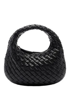 Bottega Veneta Baby Veneta Leather Top Handle Bag - Black