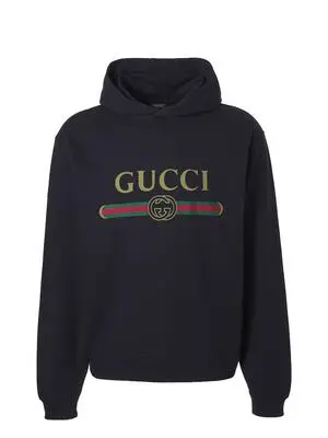 Gucci Logo Jersey Hoodie - Blue