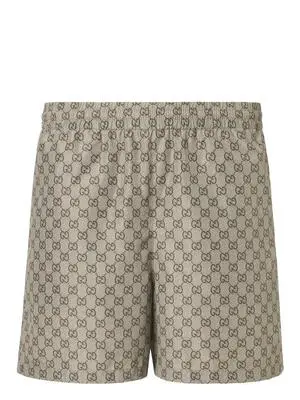 Gucci Gg Print Swim Trunks - Beige