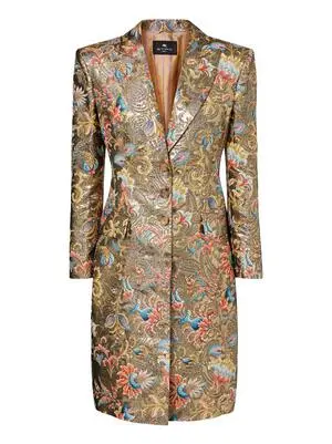 Etro Printed Lamé Coat - Gold