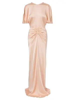 Victoria Beckham Isabella Gathered Satin Gown - Beige