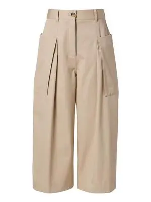 Loewe Cotton And Silk Cropped Pants - Beige