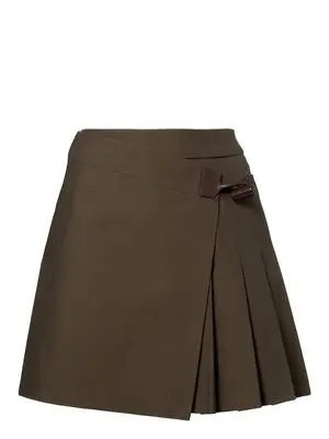 Loewe Leather-trimmed Cotton-blend Wrap Skirt - Green