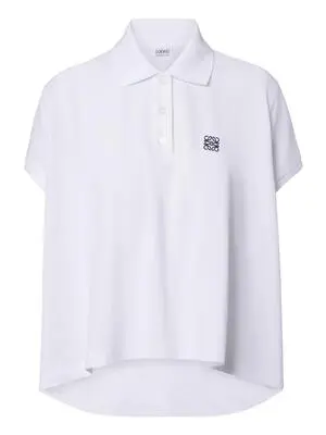 Loewe Asymmetric Cotton Piqué Polo Shirt - White