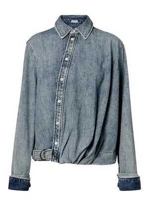 Loewe Draped Belted Denim Shirt - Blue