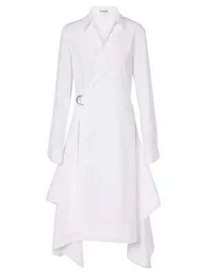 Loewe Draped Cotton Wrap Dress - White