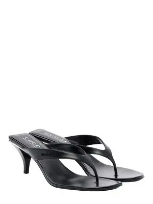 Gucci Vittoria Leather Thong Sandals - Black