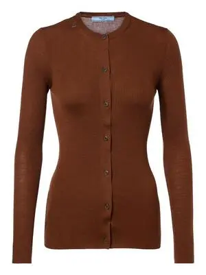 Prada Virgin Wool Buttoned Cardigan - Brown