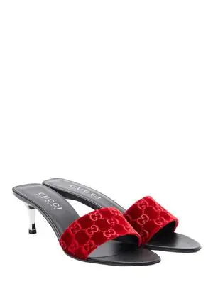 Gucci Gg Velvet Mules - Red