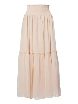 XU ZHI Gathered Chiffon Maxi Skirt - Pink