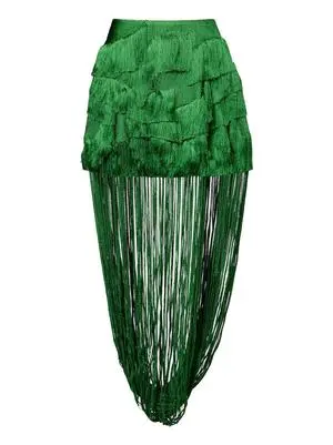 XU ZHI Draped Fringed Miniskirt - Green
