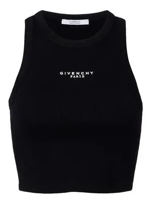 Givenchy Cropped Logo Cotton Tank Top - Black