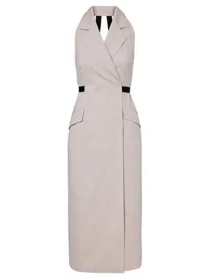 Max Mara Cime Cotton And Wool Canvas Midi Dress - Beige