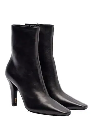 Saint Laurent Jill 95 Leather Ankle Boots - Black