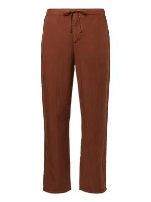 Frescobol Carioca Mendes Herringbone Straight Pants Brown