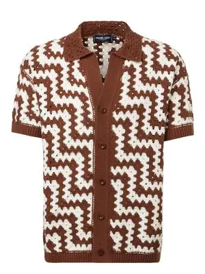 Frescobol Carioca Pinto Crochet Cotton Cardigan - Brown