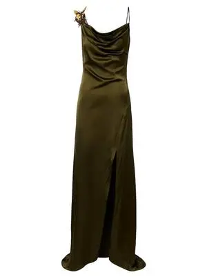 Blumarine Appliqué Satin Gown - Green