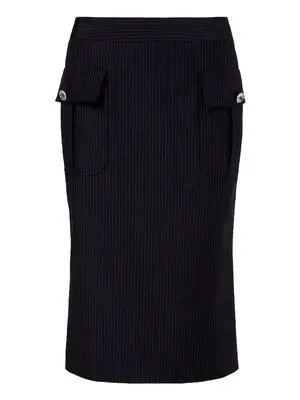Alexander McQueen Chalk Stripe Wool And Mohair Pencil Skirt - Blue