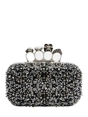 Alexander McQueen Embellished Knuckle Clutches - Silver