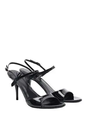 Balenciaga Avenue Bow Patent Leather Sandals - Black