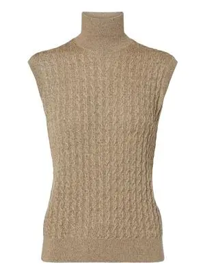 Loro Piana Bihar Cable-knit Turtleneck Vest - Beige
