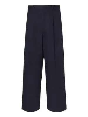 Loewe Pleated Cotton Gabardine Wide-leg Pants - Blue