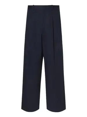 Loewe Pleated Cotton Gabardine Wide-leg Pants - Blue