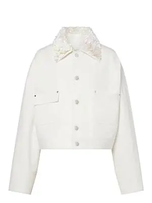 Plan C Sequined Cotton Drill Jacket - White