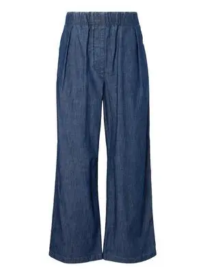 JIL SANDER Cotton Chambray Wide-leg Pants - Blue