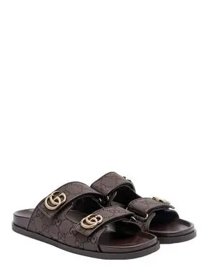 Gucci Double G Gg Canvas Sandals - Brown